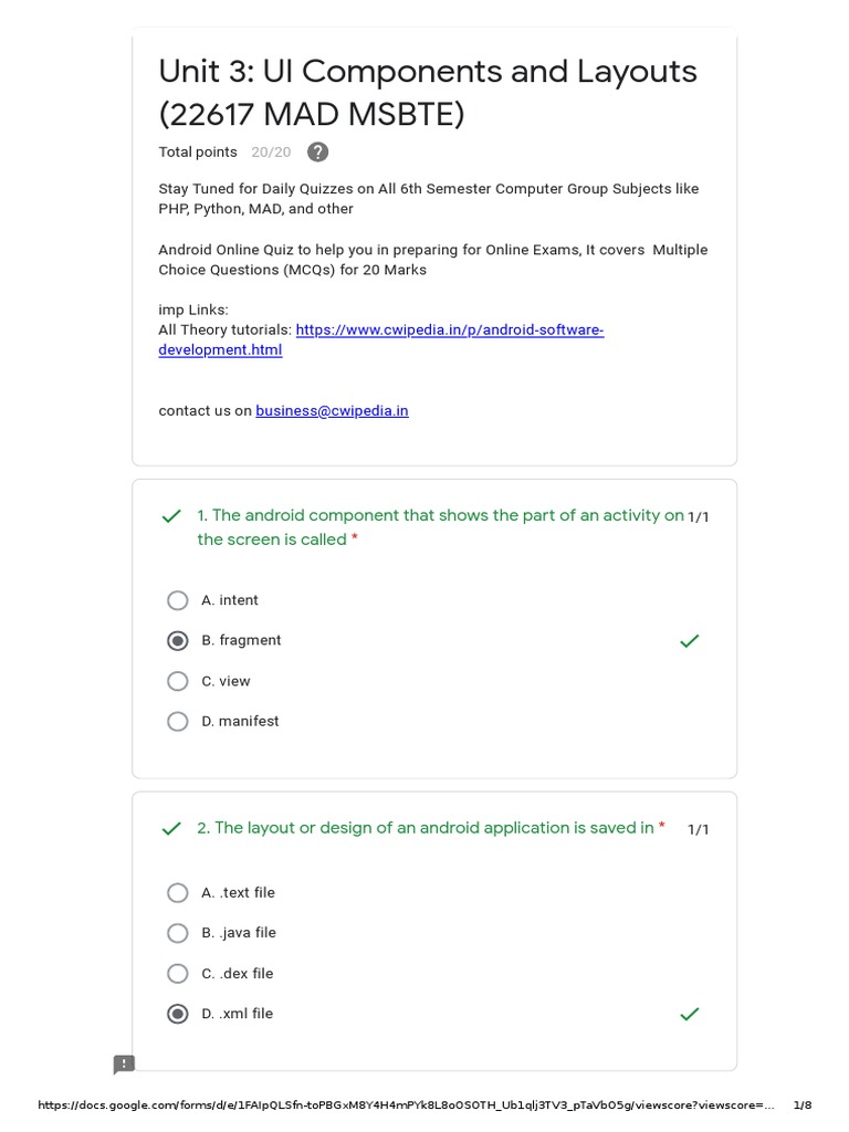 Unit 3 - UI Components and Layouts PDF | PDF | Android (Operating ...