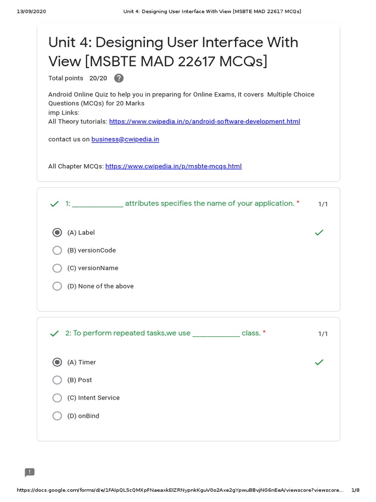 MSBTE MAD 22617 UI MCQs | PDF | Multiple Choice | World Wide Web