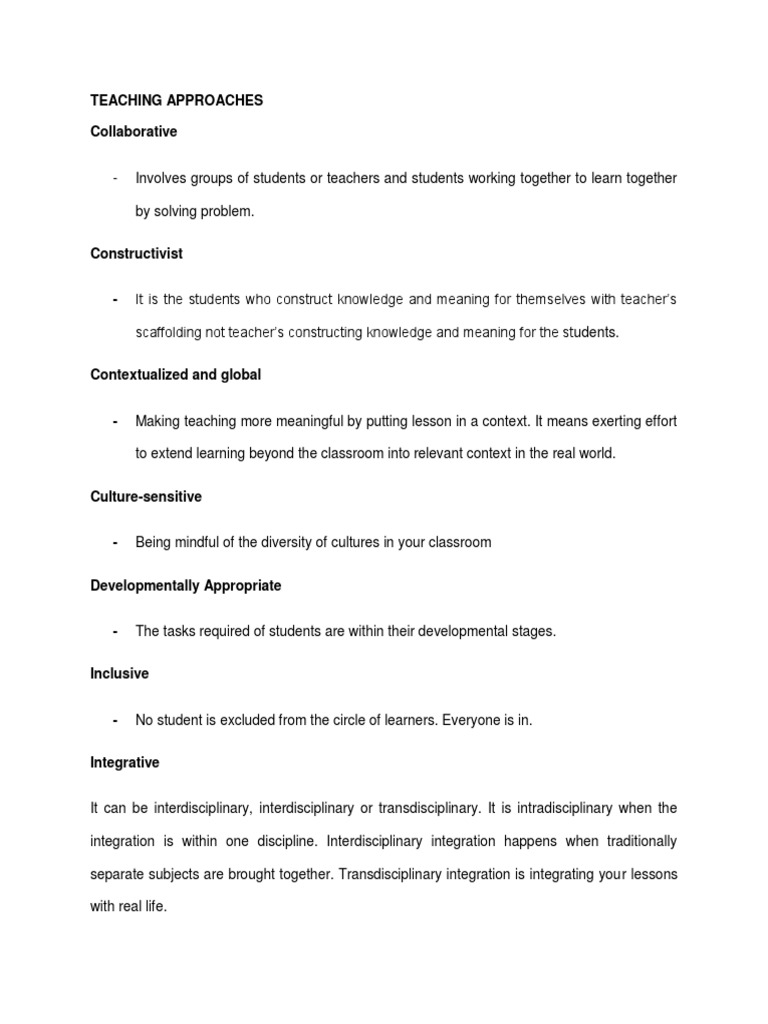 Teaching Approaches | PDF