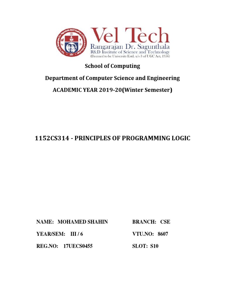 PPL Record - Mohamed Shalin, Cse, 17 Veltech, Chennai | PDF | Data Type | Subroutine