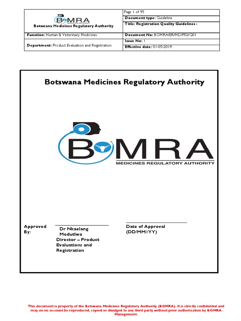 BOMRA Registration Quality Guidelines | PDF | Medicinal Chemistry | Health Care