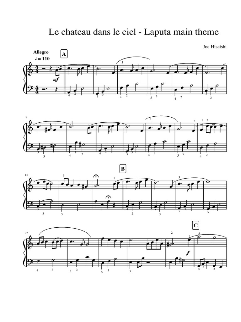 Le Chateau Dans Le Ciel Laputa Main Theme | PDF