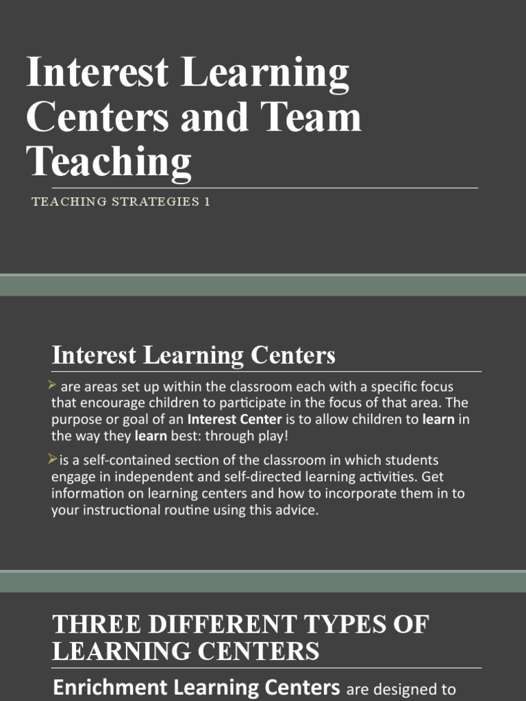 Interest Learning Centers and Team Teaching | PDF | Educational ...