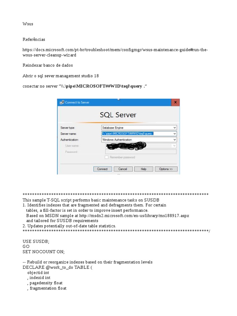 Wsus Database Maintenance Pdf Transport Layer Security Information Technology Management