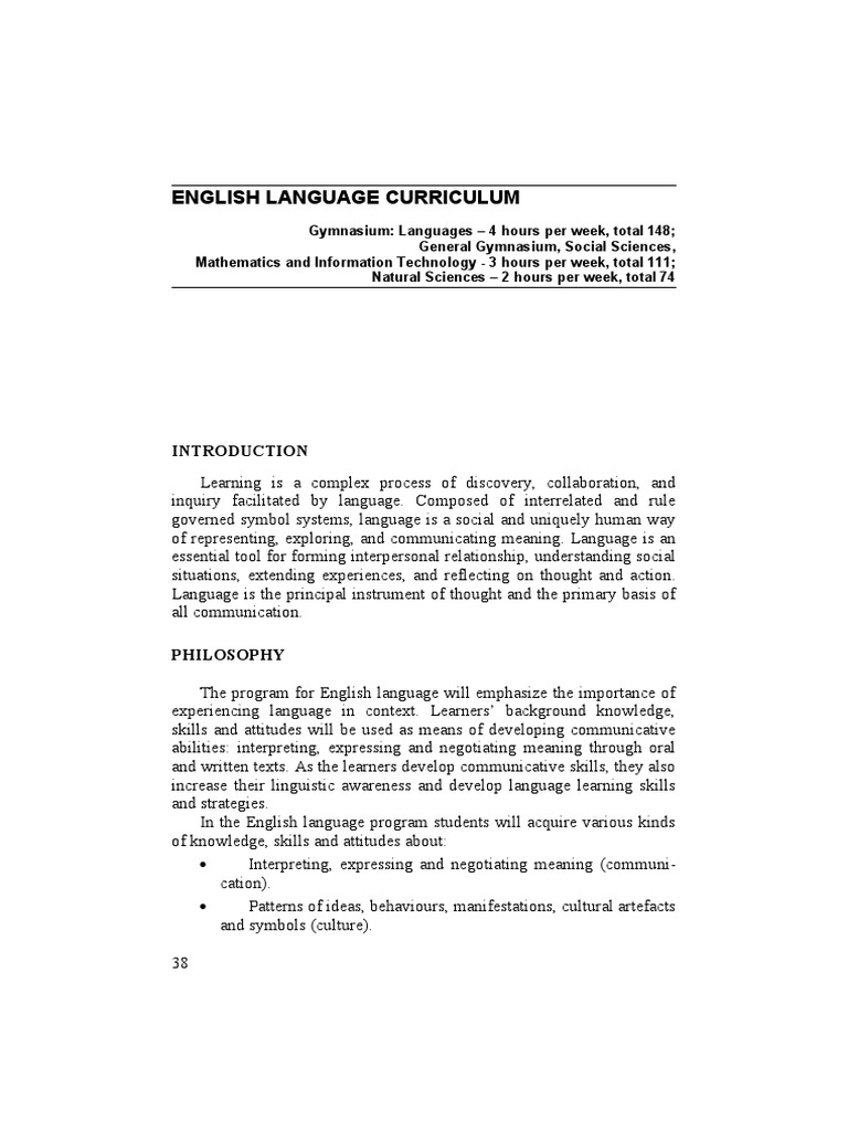 English Language Curriculum Overview | PDF | Vocabulary | English Language