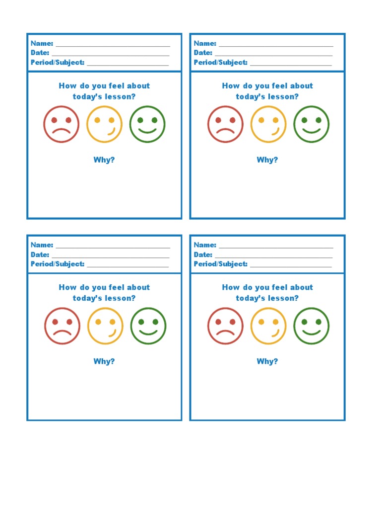 How Do You Feel About Today's Lesson? How Do You Feel About Today's ...