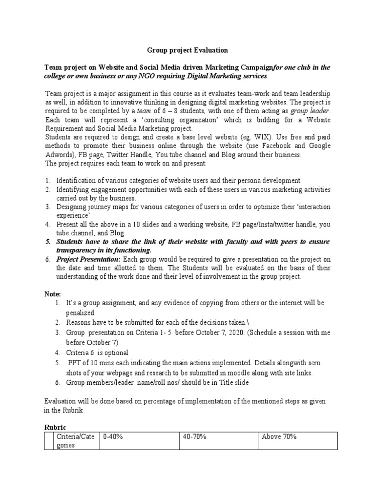 Group Project Evaluation Guidelines | Download Free PDF | Search Engine ...