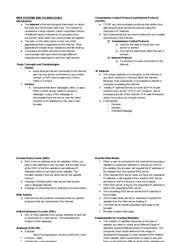 Web Systems and Technologies Transmission Control Protocol and Internet ...