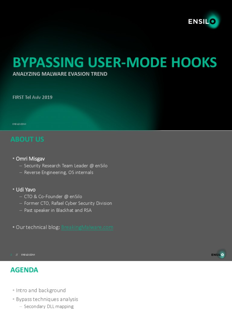 Ensilo Omri Misgav Udi Yavo Analyzing Malware Evasion Trend Bypassing User Mode Hooks PDF | PDF ...