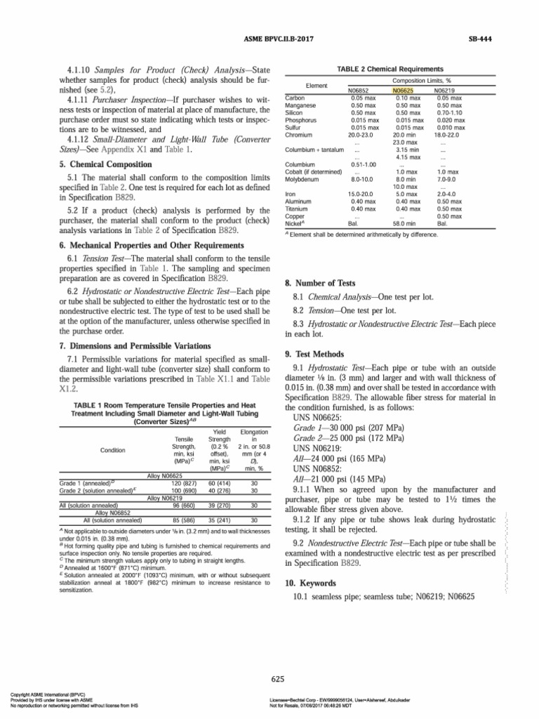 B444 Chemical Composition PDF | PDF | Ultimate Tensile Strength | Pipe ...