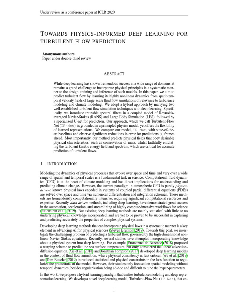 Owards Physics Informed Deep Learning For Turbulent Flow Prediction ...