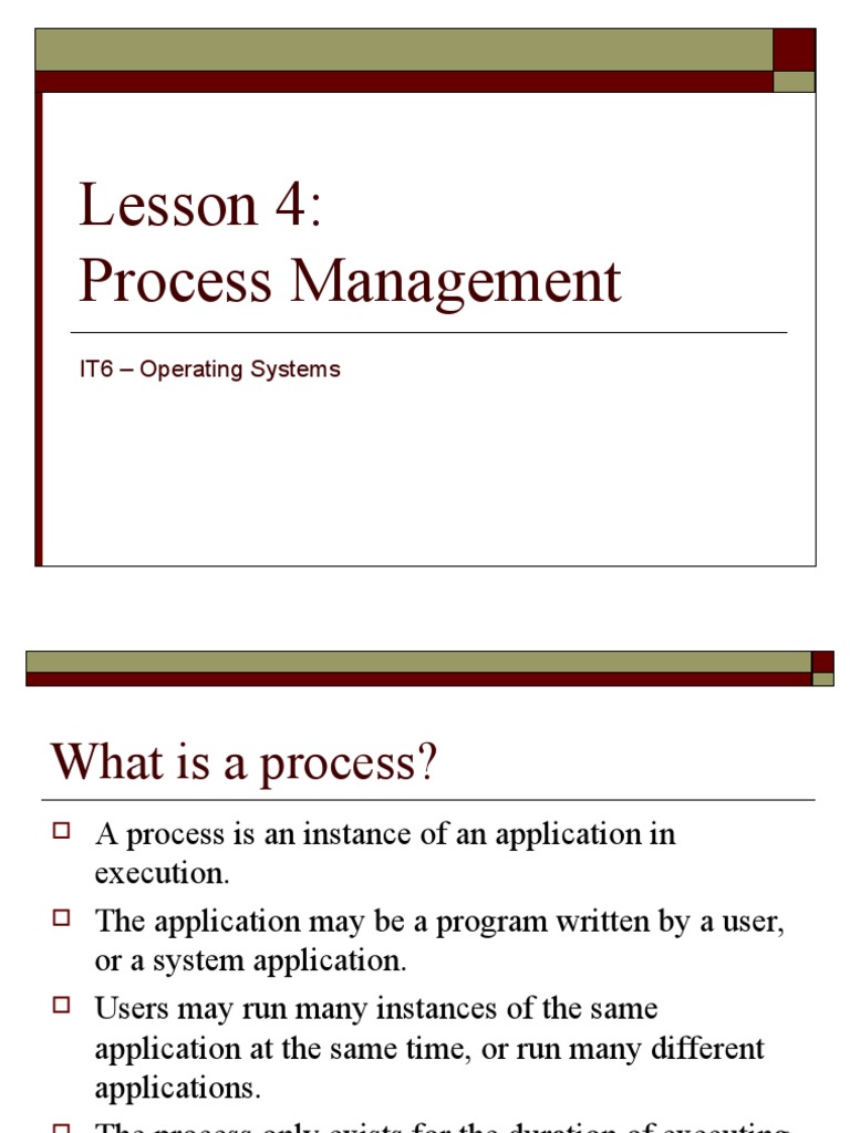 Lecture 4 Process Management | PDF | Process (Computing) | Concurrency ...