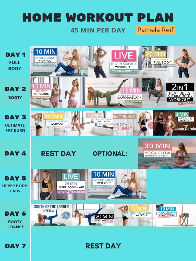 Pamela Reif - Weekly Home Workout Plan-45min-Per-Day | PDF