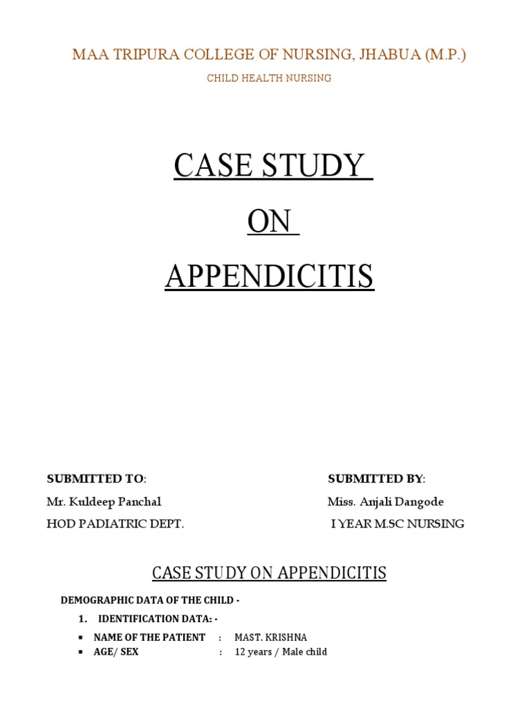 01 Case Study On Appendicitis | PDF | Large Intestine | Surgery