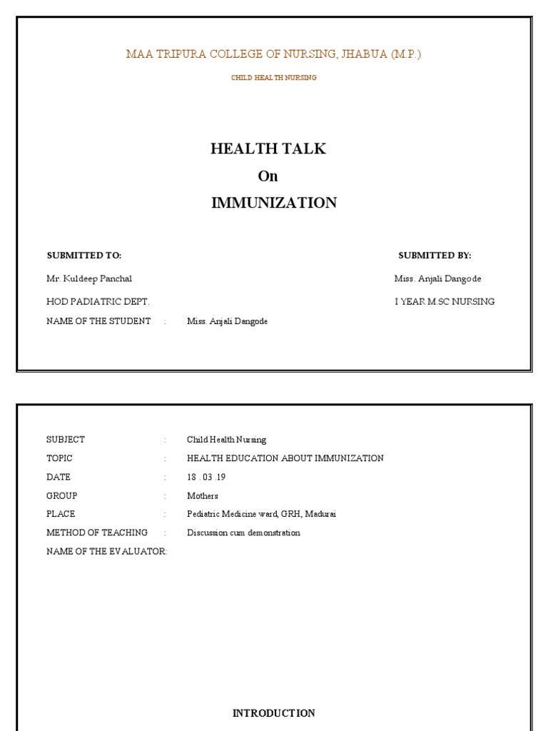 06 HEALTH TALK Immunization | PDF | Immune System | Vaccines