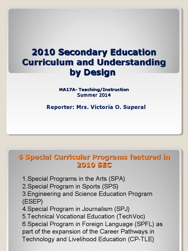 2010 Secondary Education Curriculum Overview | PDF | Curriculum | Teachers