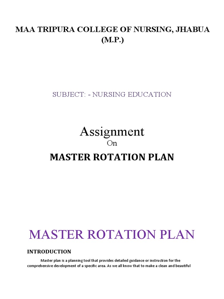 master rotation plan | Nursing | Curriculum