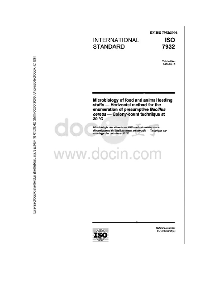 ISO 7932 Bacillus Cereus PDF | PDF