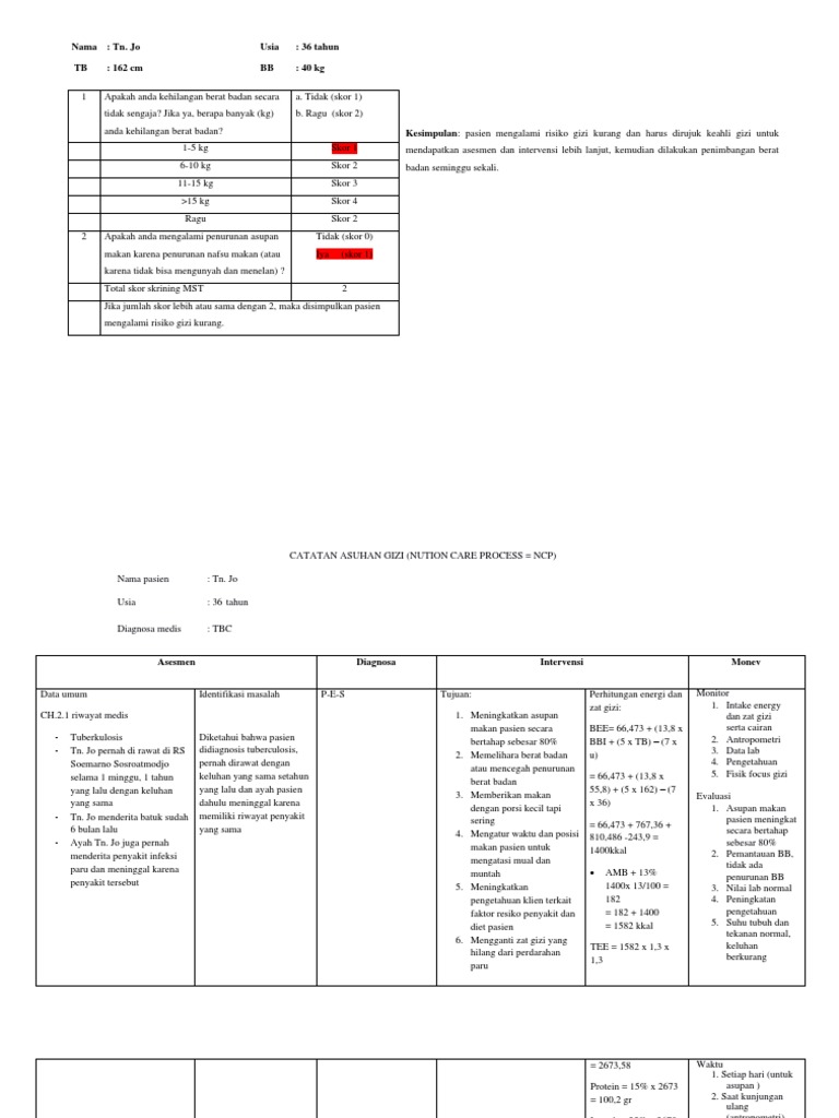 Asuhan Gizi Kasus TBC | PDF