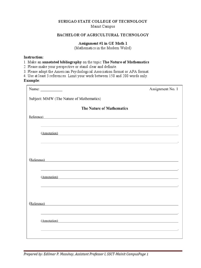 Annotated Bibliography on Mathematics | PDF