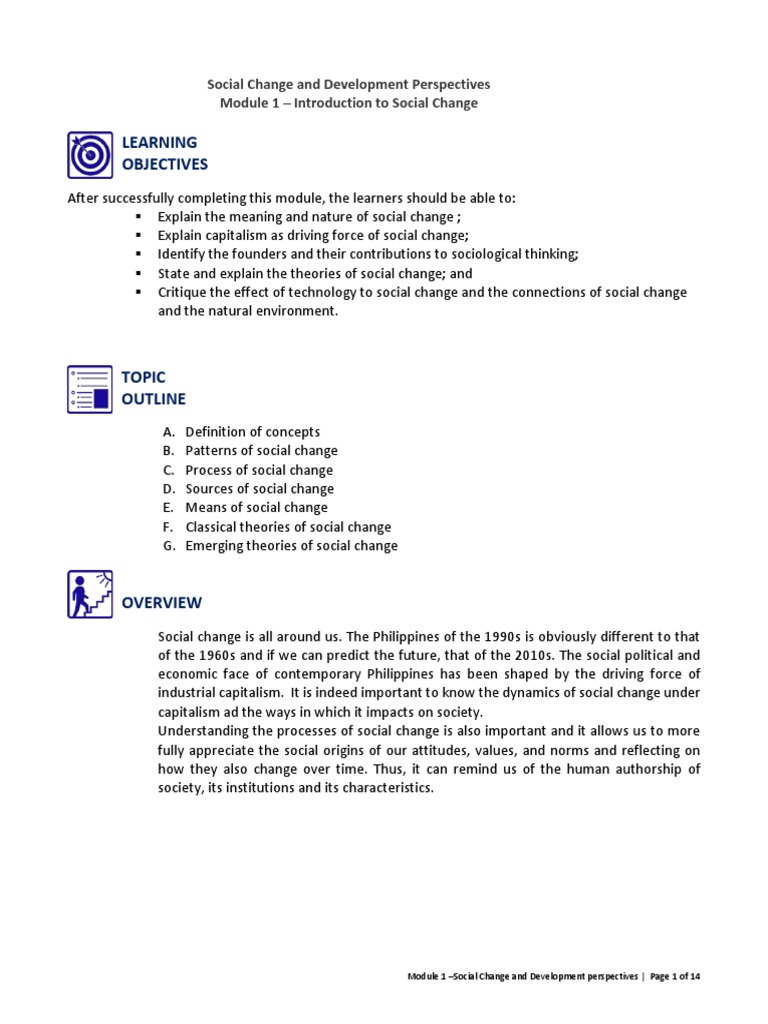 Social Change Module 1 PDF | PDF | Social Structure | Sociocultural ...