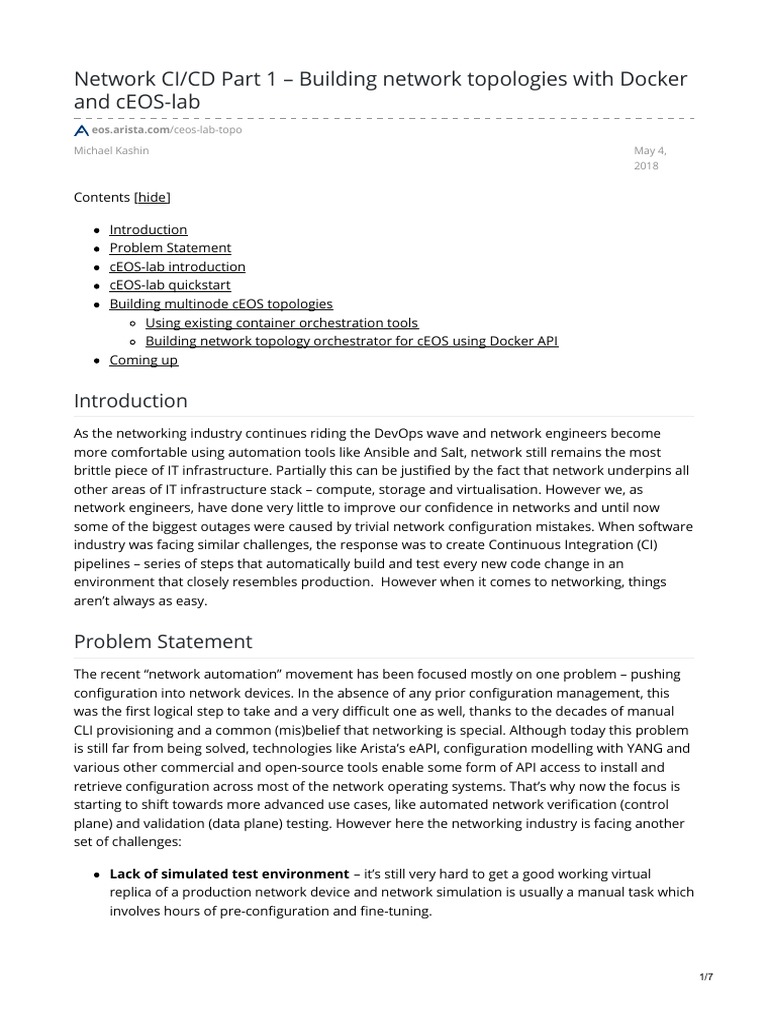 Network CI/CD Part 1 - Building Network Topologies With Docker and cEOS-lab | PDF | Command Line ...