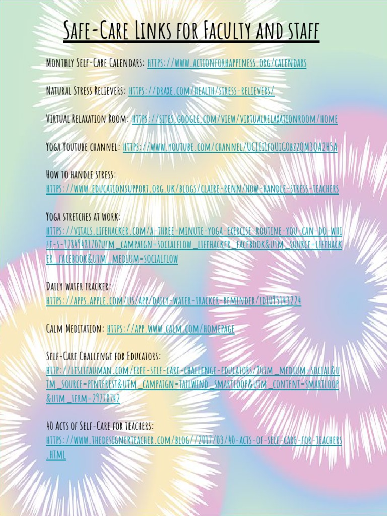 Self-Care Links For Faculty and Staff | PDF | Wellness