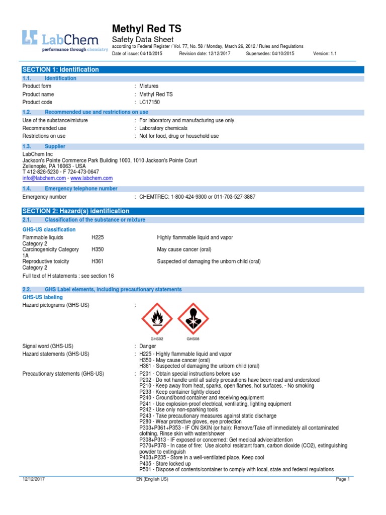 Indikator Metil Merah PDF | PDF | Firefighting | Toxicity