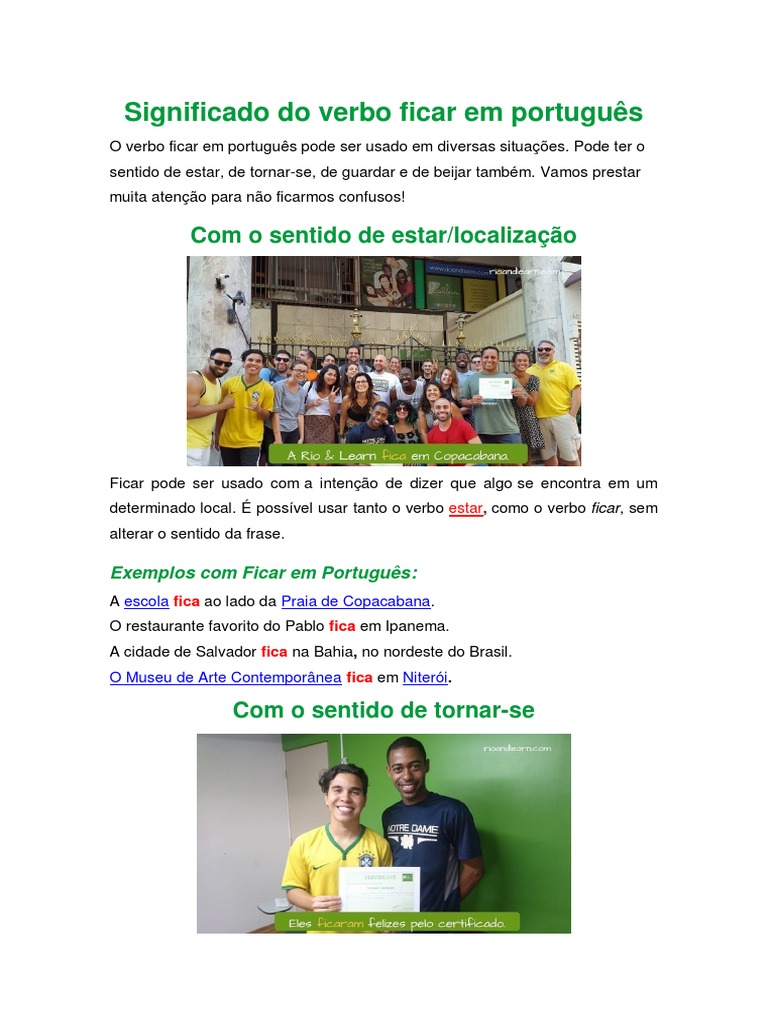 Significado Do Verbo Ficar em Português | PDF | Português (idioma)