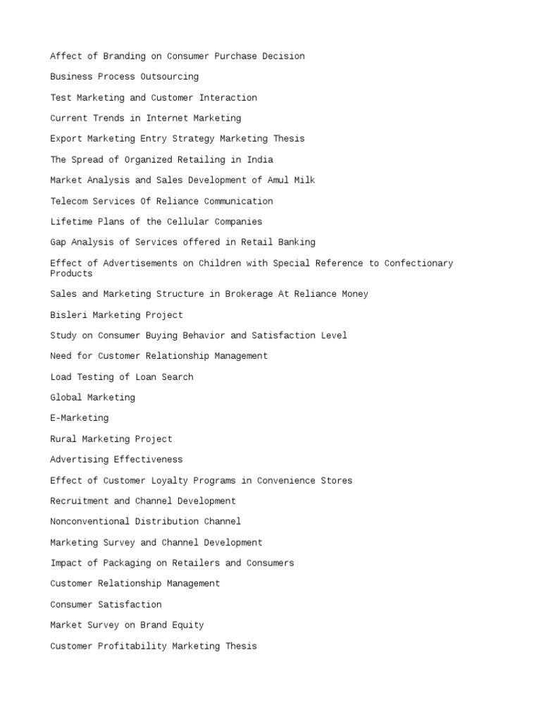 Research Topics MARKETING | PDF