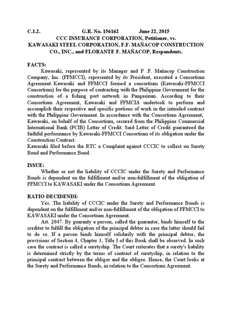 CCC INSURANCE CORPORATION v. KAWASAKI | PDF | Surety | Guarantee