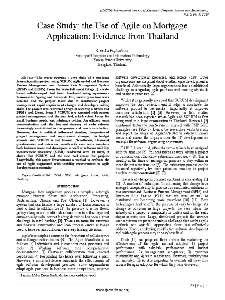 Paper 11-Case Study The Use of Agile On Mortgage Application Evidence ...