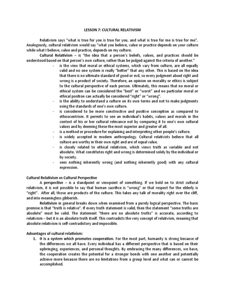 Understanding Cultural Relativism | PDF | Relativism | Morality