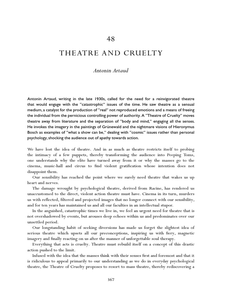 Artaud - Theatre of Cruelty (Excerpt) | PDF | Theatre | Dream