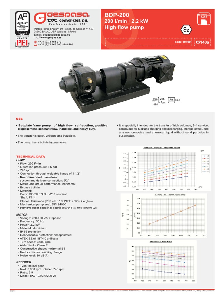 Evfuel Gespa-Bdp200-G140a | Download Free PDF | Pump | Engines
