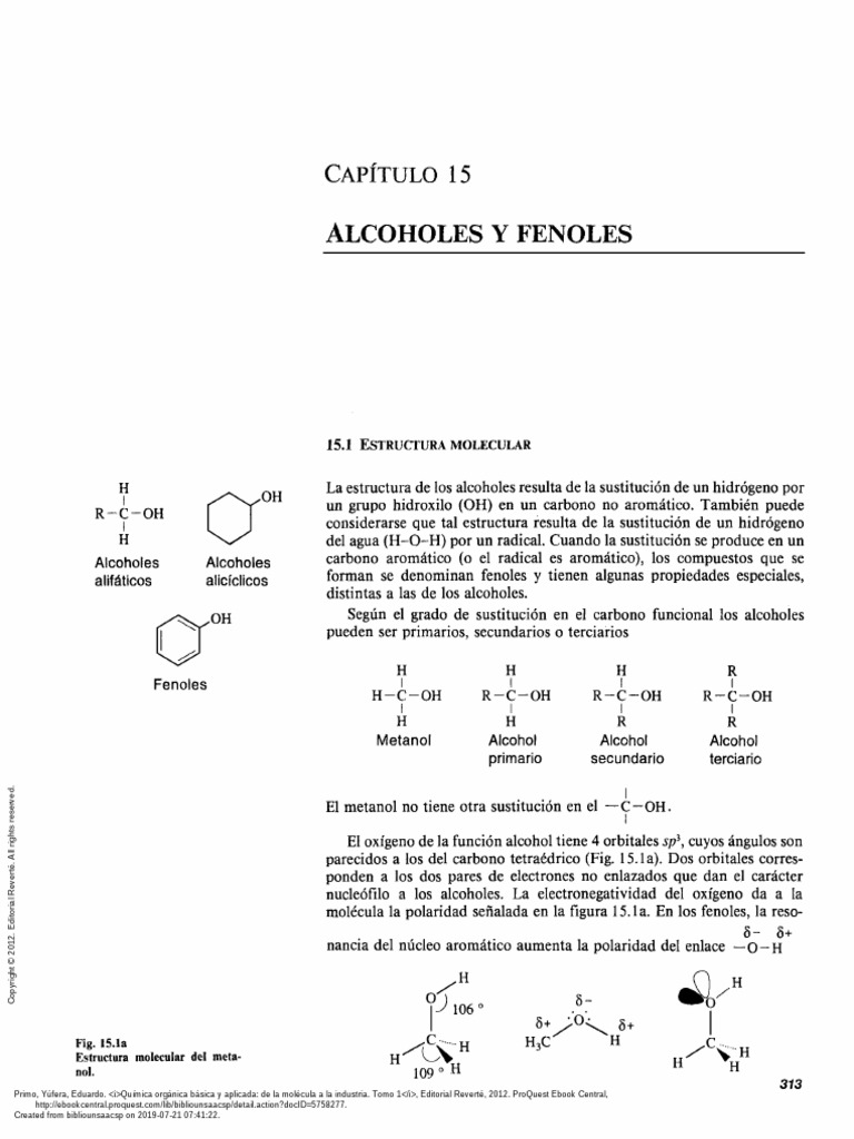 Química Orgánica Básica y Aplicada de La Molécula ... - (CAPÍTULO 15 ALCOHOLES Y FENOLES) | PDF ...