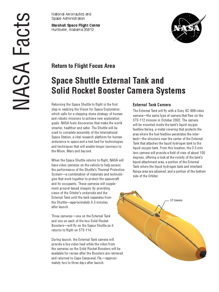 NASA Facts Space Shuttle External Tank and Solid Rocket Booster Camera ...