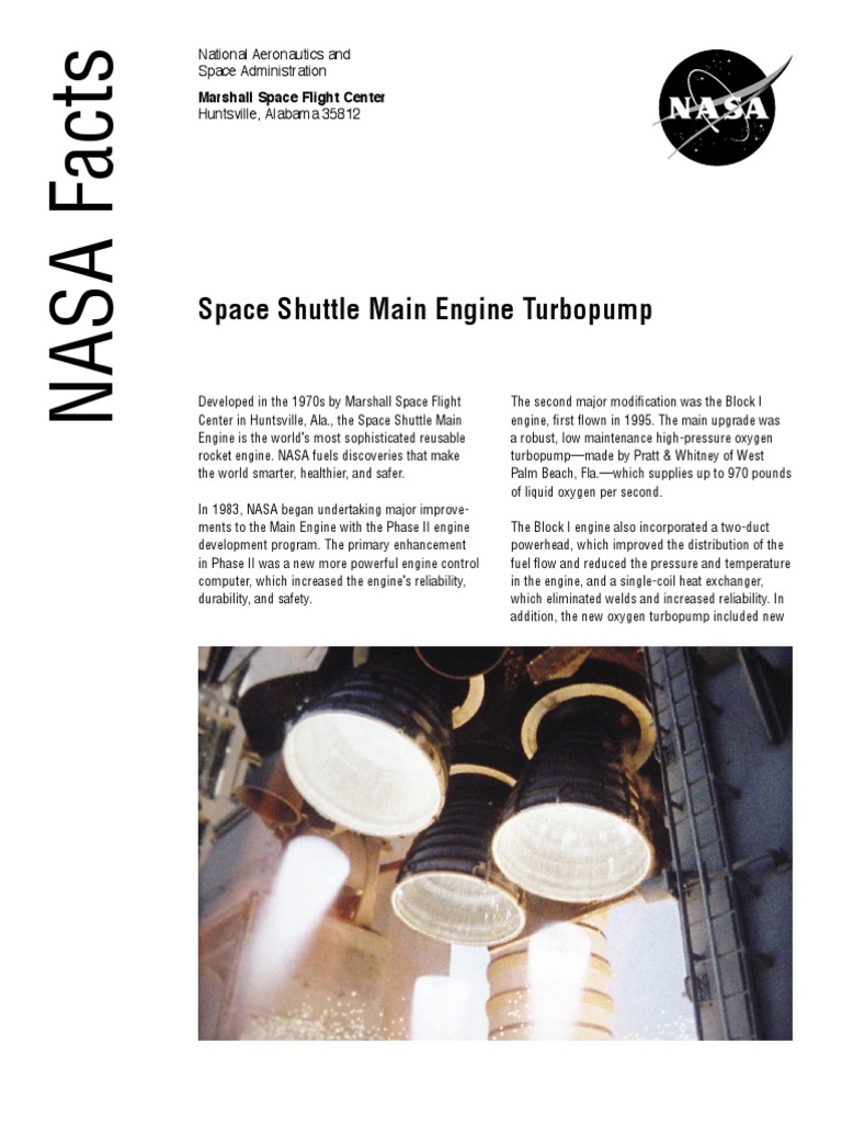 NASA Facts Space Shuttle Main Engine Turbopump | PDF
