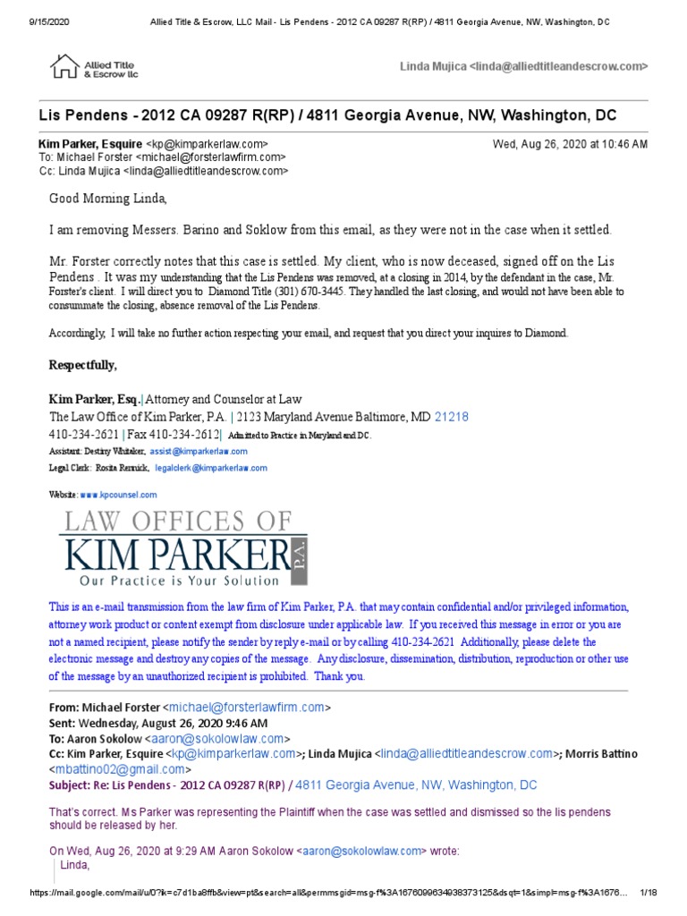 Lis Pendens Case Update: 4811 Georgia Ave | PDF | Government ...