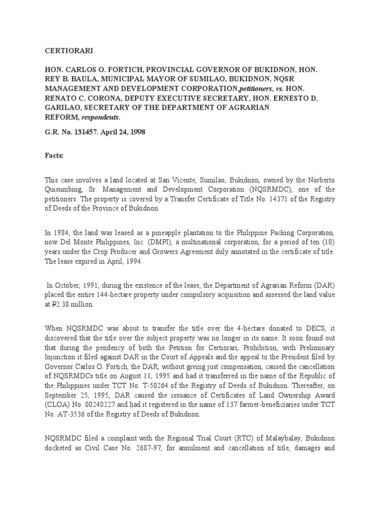 Cases Certiorari Prohibition Mandamus Pdf Certiorari Mandamus