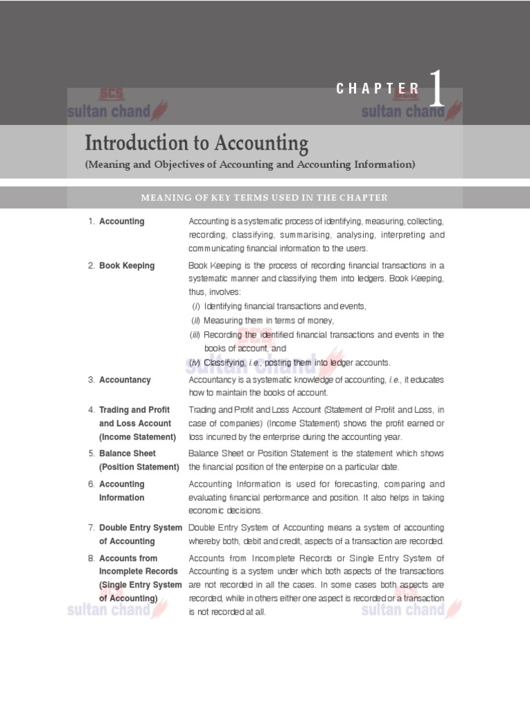 Introduction To Accounting: (Meaning and Objectives of Accounting and ...