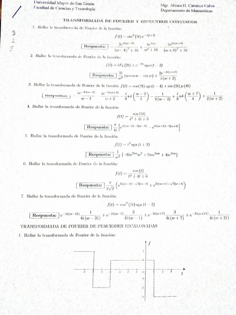 Transformadas e Integrales Práctica PDF | PDF