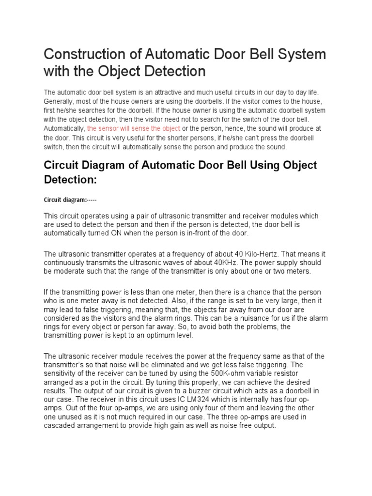 Construction of Automatic Door Bell System With The Object Detection ...