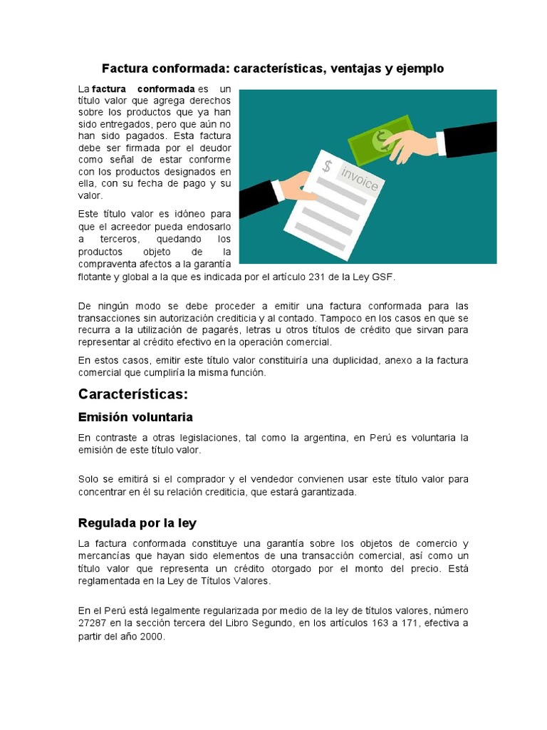 Factura Conformada: Definición y Ejemplo | PDF | Pagos | Factura