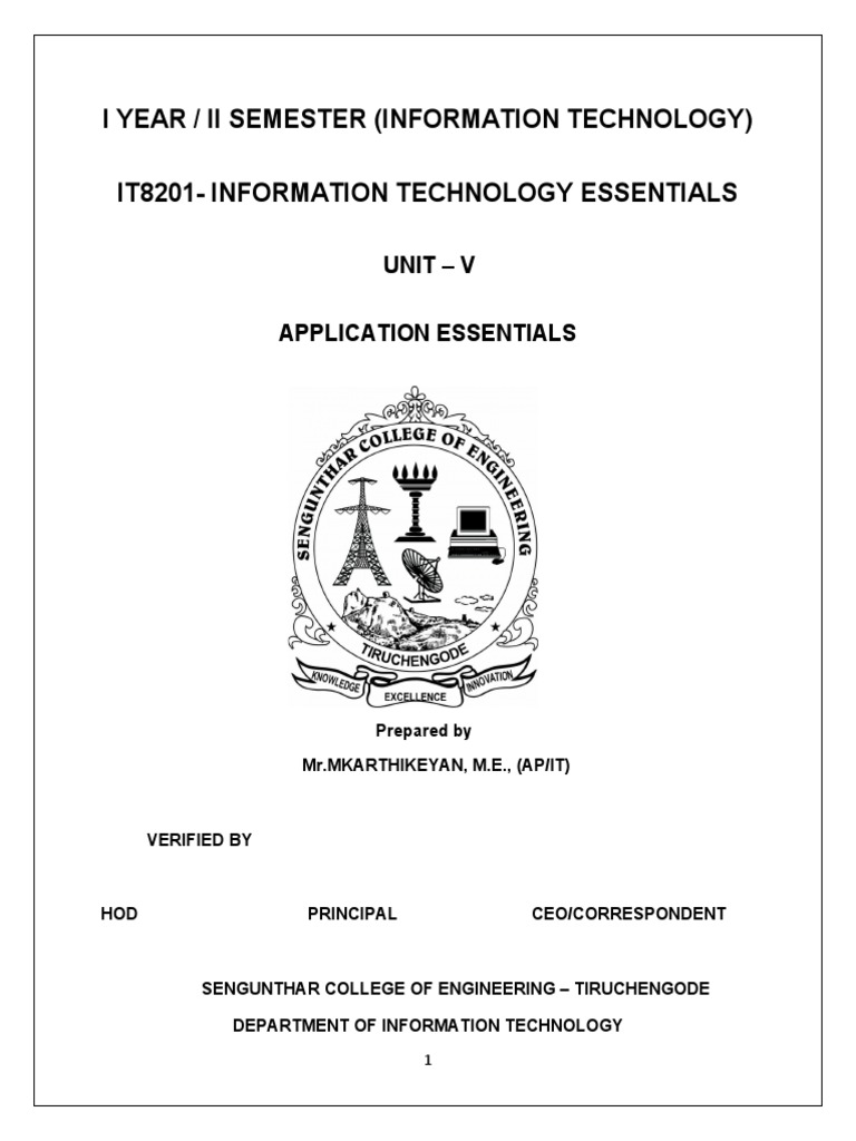 I Year / Ii Semester (Information Technology) It8201-Information Technology Essentials | PDF | E ...