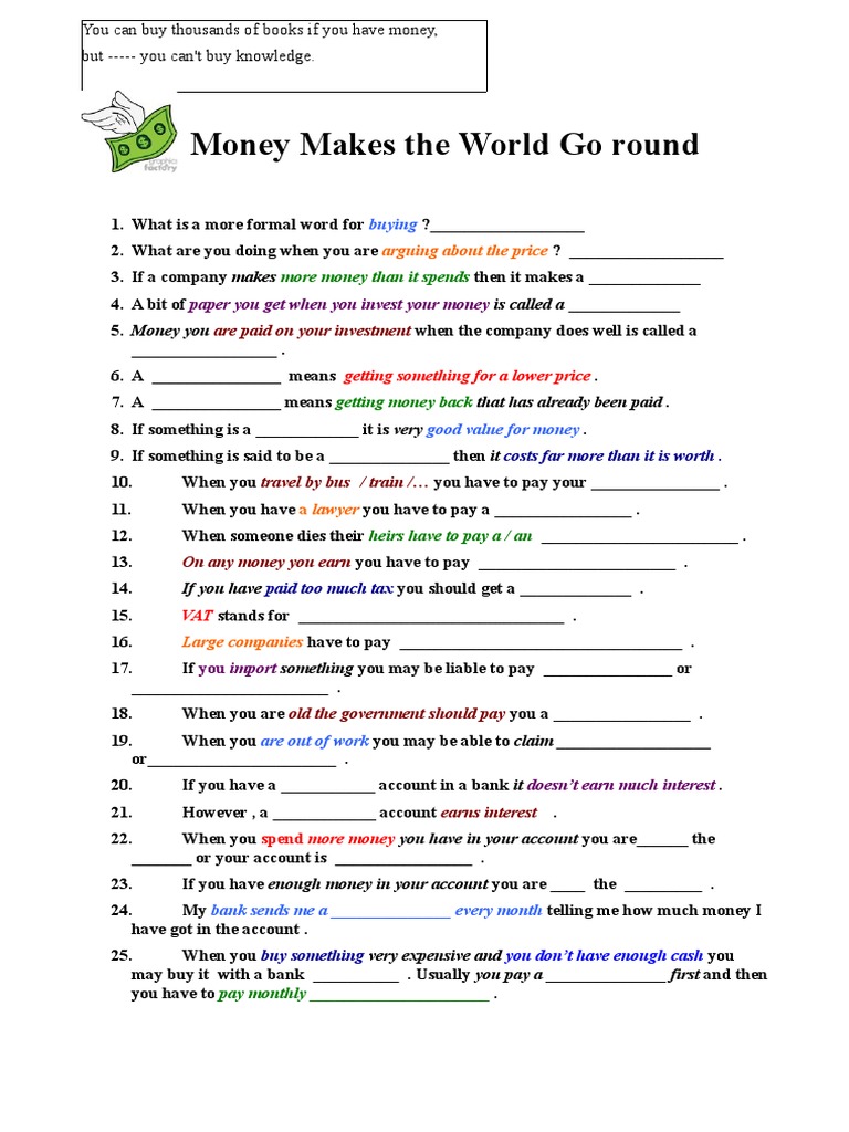 Money Makes The World Go Round: Arguing About The Price | PDF | Money ...