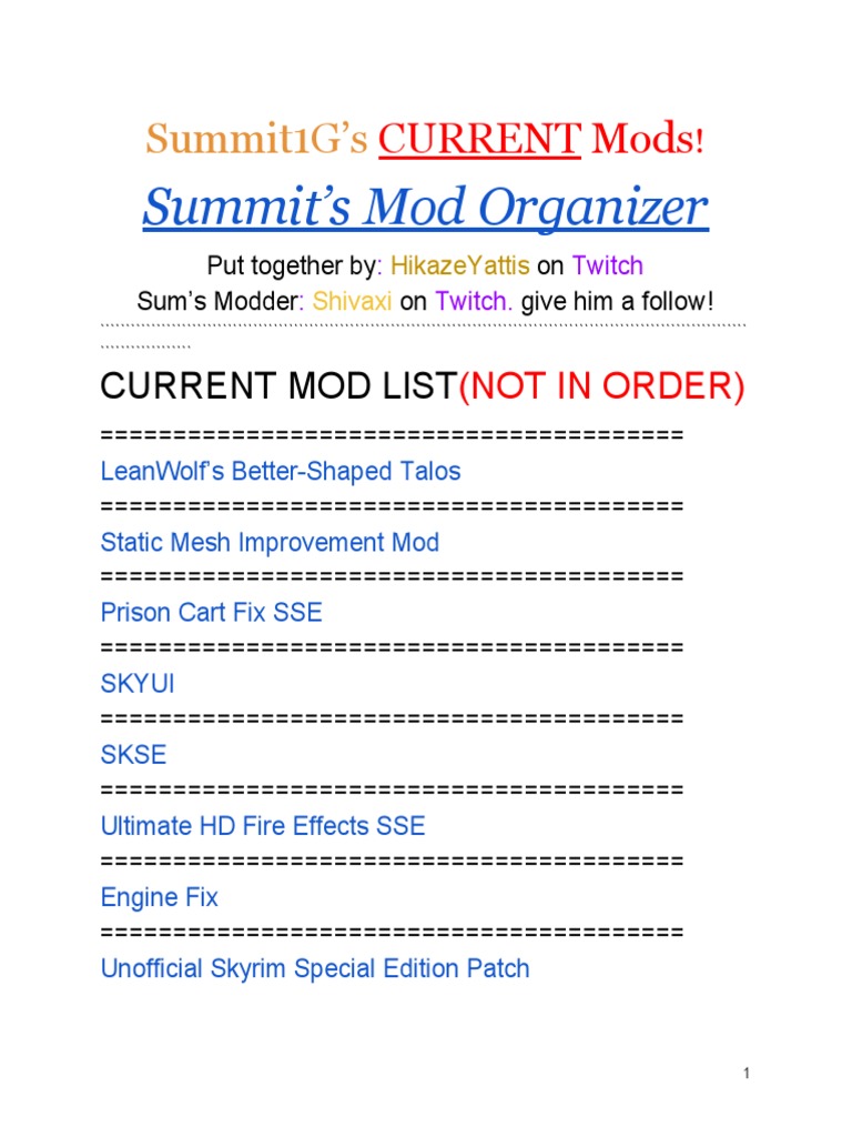 Summit1G's Current Skyrim Mods List | PDF