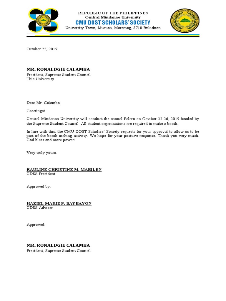 Booth Palaro Commu Letter | PDF