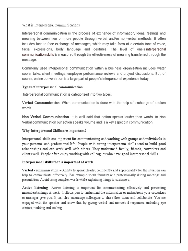 Types of Interpersonal Communication | PDF | Interpersonal ...