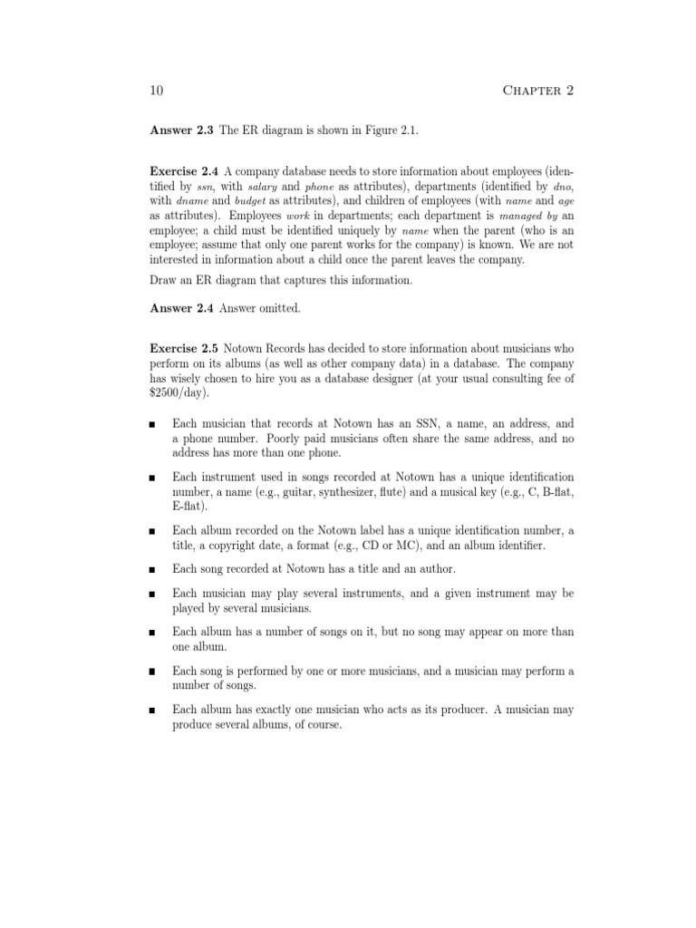 Answer 2.3 The ER Diagram Is Shown in Figure 2.1 | PDF | Pharmacy ...